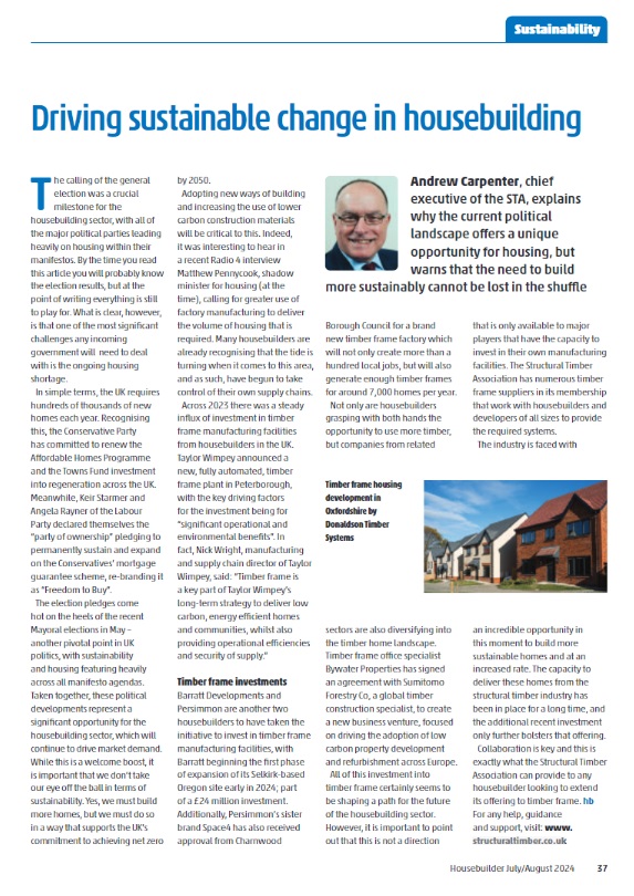 Driving sustainable change in housing - Structural Timber Association